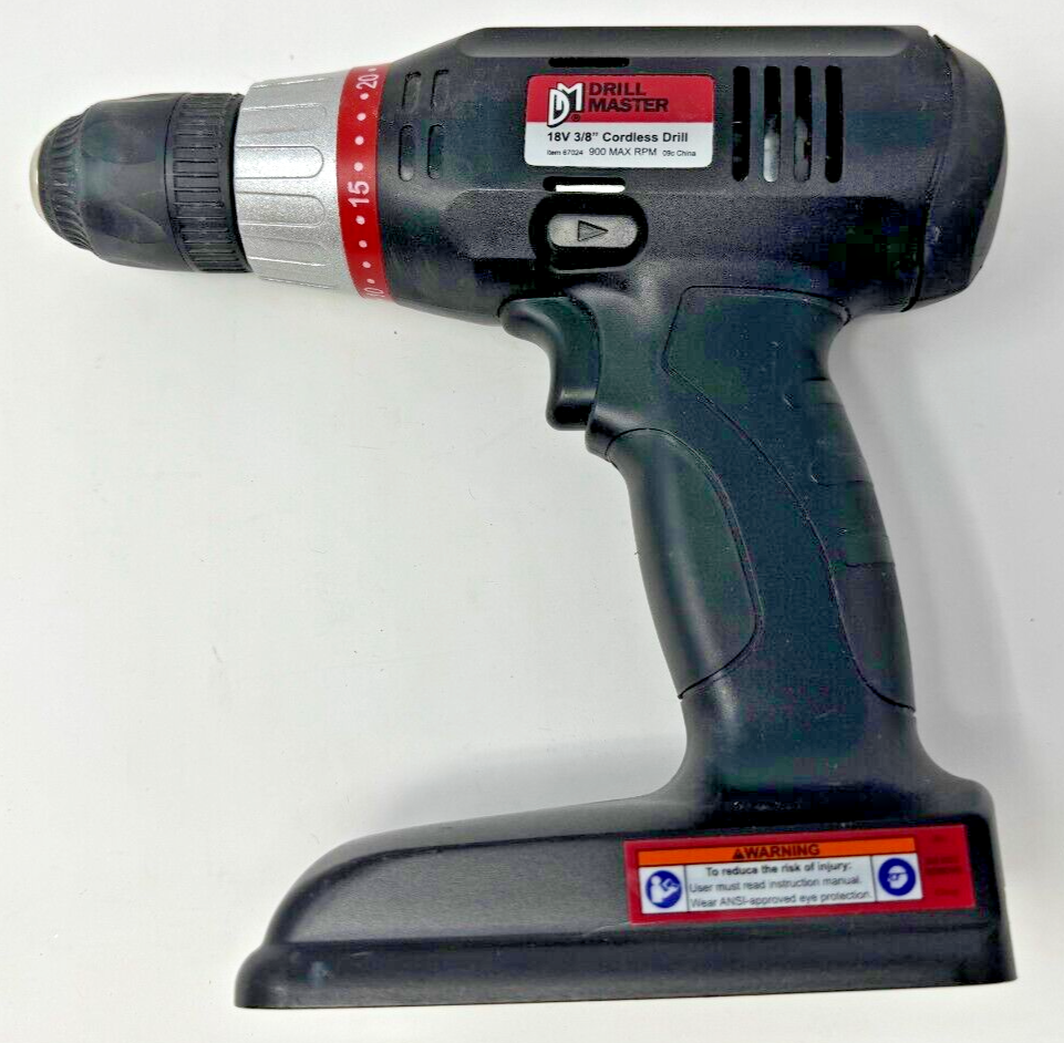 Drill Master 18v 3/8" Cordless Drive 900 RPM Tool Only Untested for ...