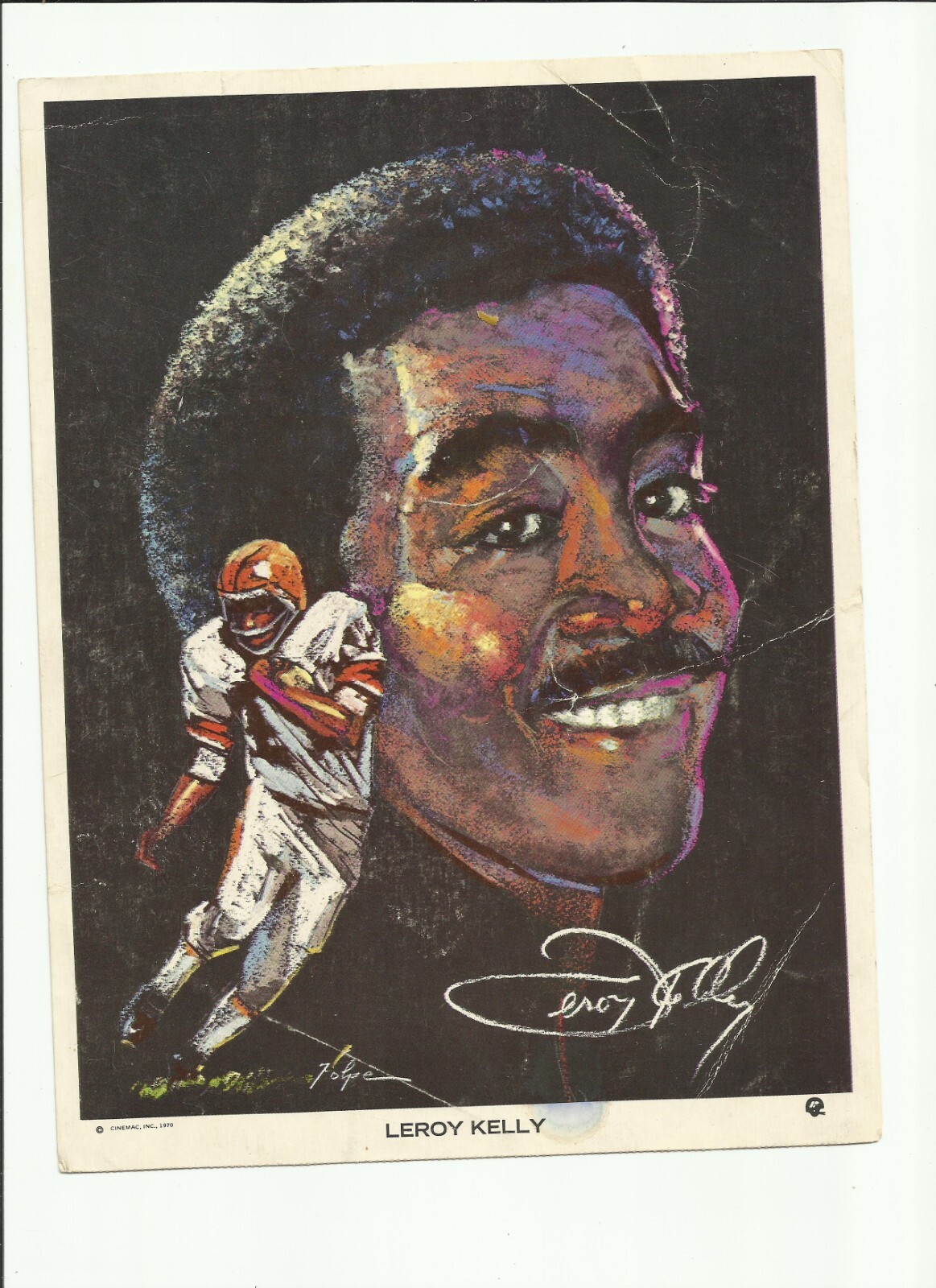 1970 Clark Oil premium,pro star poster, football player Leroy Kelly ...
