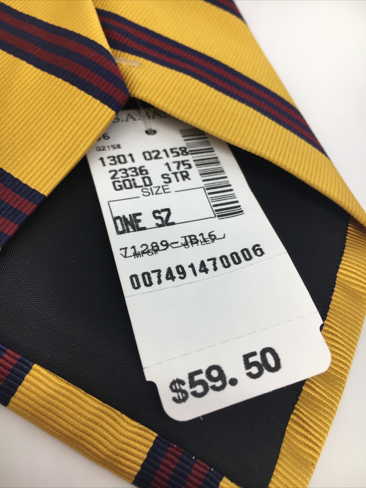 JOS A BANK Gold Maroon Navy Striped 100% PURE SILK Neck TIE *NEW TAGS ...