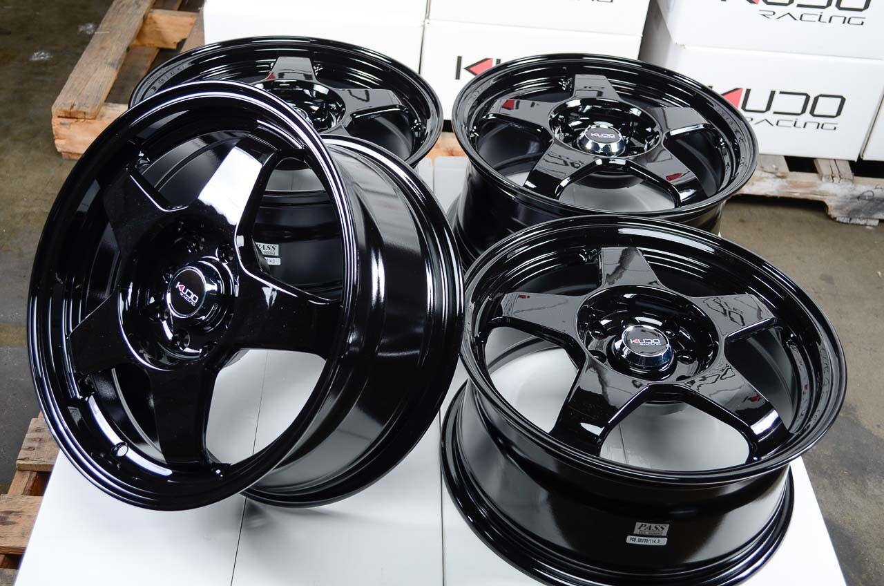 Kudo Racing 15x7 4x100 4x114.3 Black Lightweight Wheels Rim 11.6 LBS ...