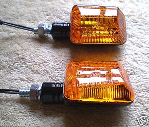 MOTORCYCLE REPLACEMENT MICRO INDICATORS SHORT STEM AMBER LENS 12V 23W 2 ...