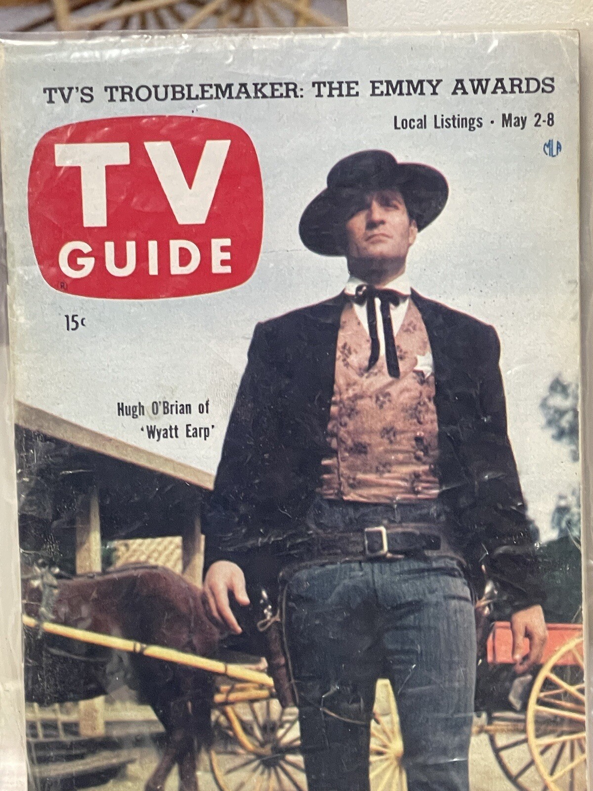TV GUIDE cover portrait HTF RARE WYATT EARP - May 2nd 1959, Hugh O ...