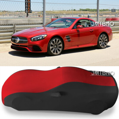 Satin Stretch Indoor Car Cover Scratch Dust Proof Black/Red For ...