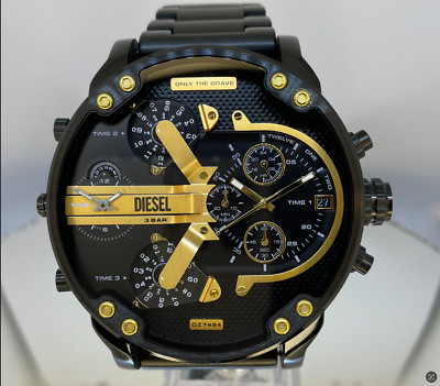2025 Brand New Diesel Men's Mr. Daddy Chronograph, Gunmetal Watch Gold ...