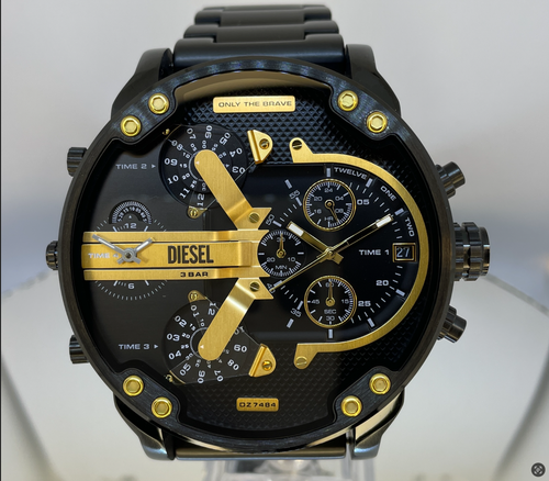 2025 Brand New Diesel Men's Mr. Daddy Chronograph, Gunmetal Watch Gold ...
