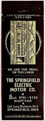 The Springfield Electric Motor Co. Springfield, Ohio Vintage Matchbook ...