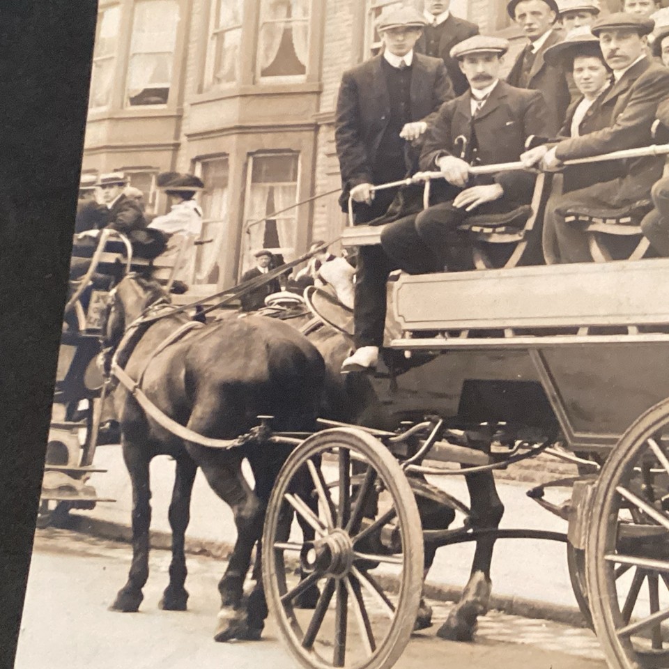 old Staffordshire postcard Horse Omnibus , Dewhurst stables , maybe ...