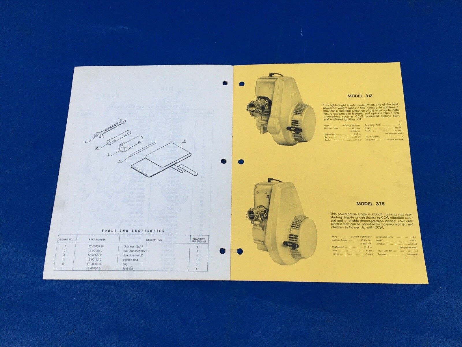 Vintage CCW Model 225 Snowmobile Engine ORIGINAL Factory Parts Manual ...