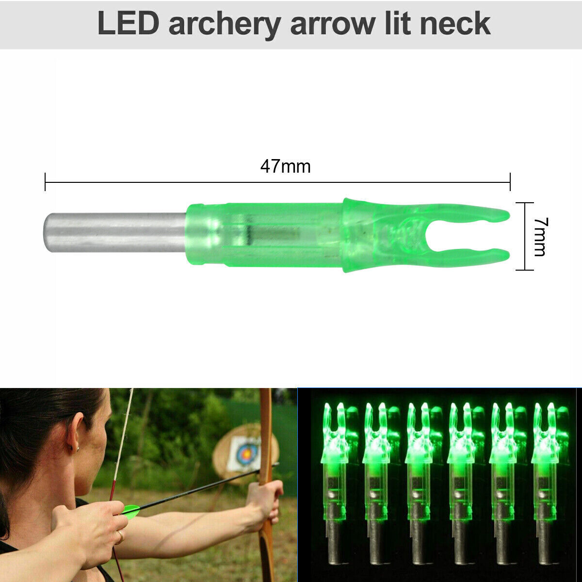 6/12x 6.2mm LED Lighted Nocks Archery Arrow Shooting Hunting Nocks ...