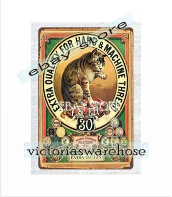 sewing machine thread cat F & FR Hand Machine Thread metal tin sign ...