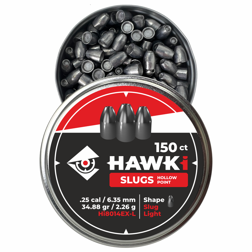 Hawki Airgun Pellets Slugs Light Hollow Point .25 Cal /6.35mm 34.88 gr ...
