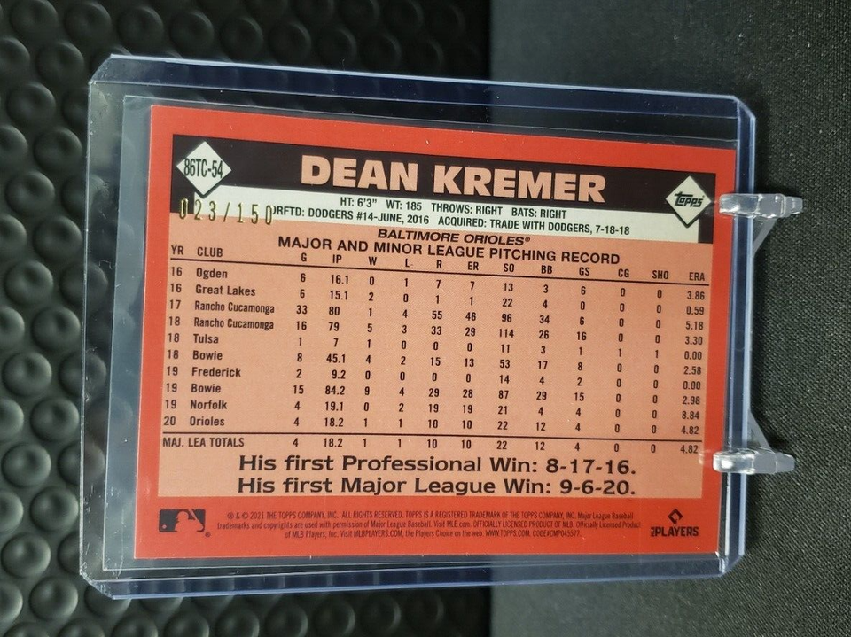 2021 Topps 86 Topps Silver Pack Chrome Blue Refractors #86TC54 Dean ...