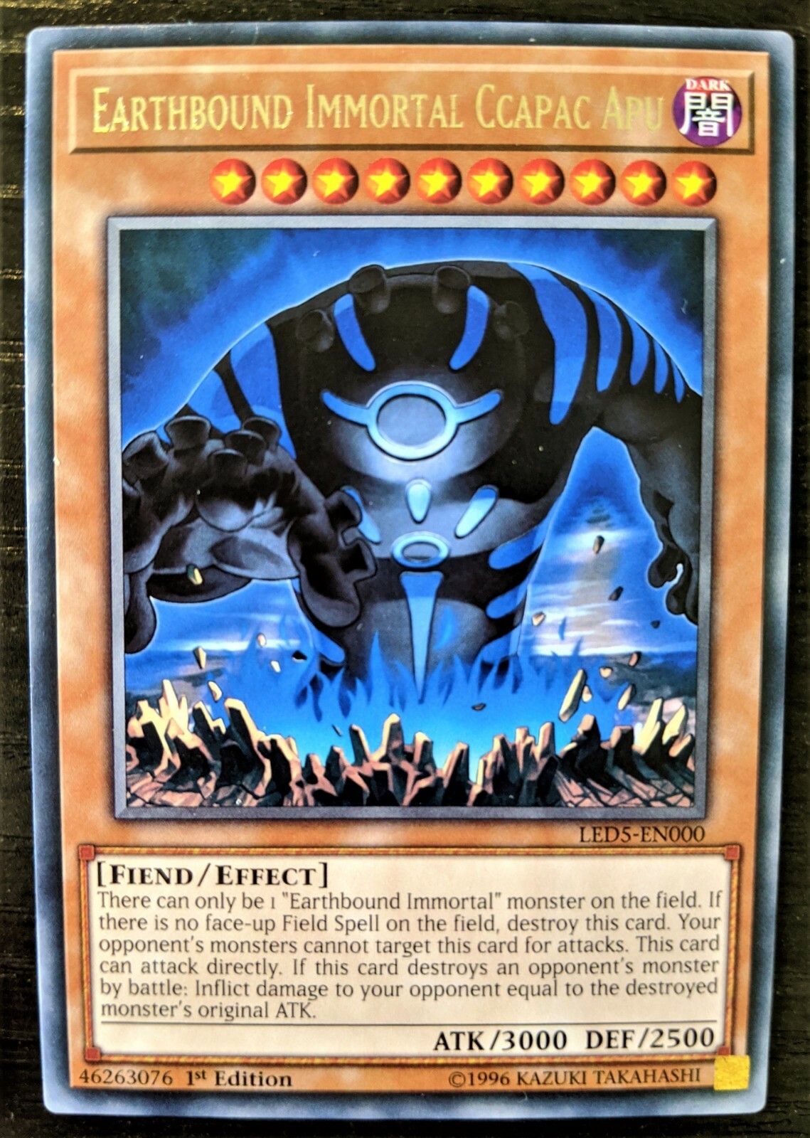 YuGiOh Earthbound Immortal Ccapac Apu Rare LED5-EN000 1st Edition NM | eBay