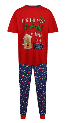 MENS CHRISTMAS PYJAMAS XMAS PJ SETS EX UK STORE S M L XL XXL CUFFED ...