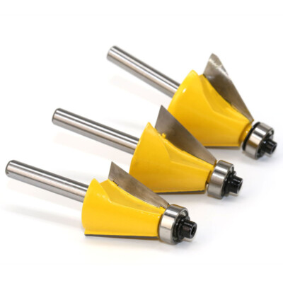 3pcs/set 1/4" Shank 15,22.5,30 Degree Chamfer Edge Forming Router Bit ...