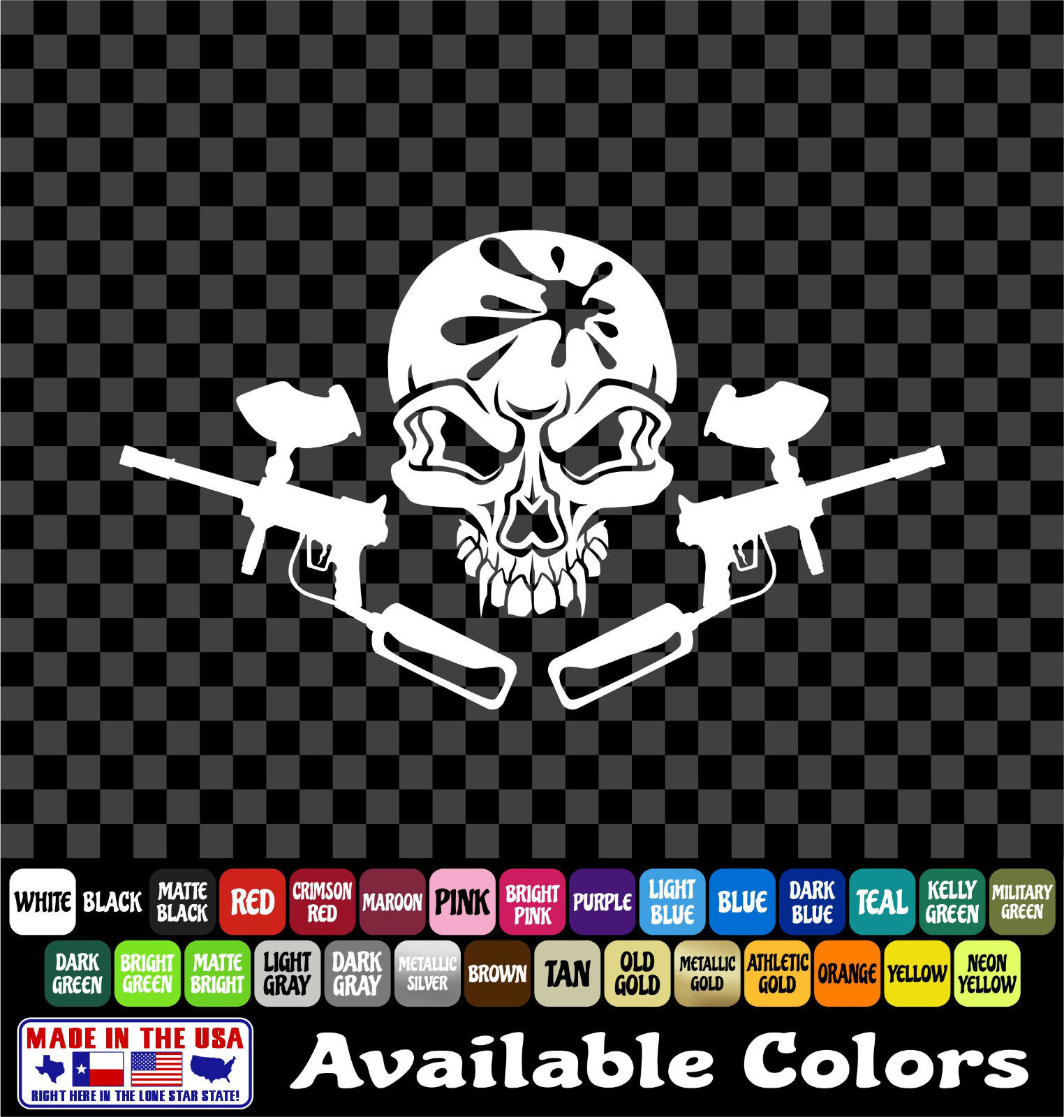 Paintball marker sticker Paint Shoot Shooting Skull Splat Sport Fun ...