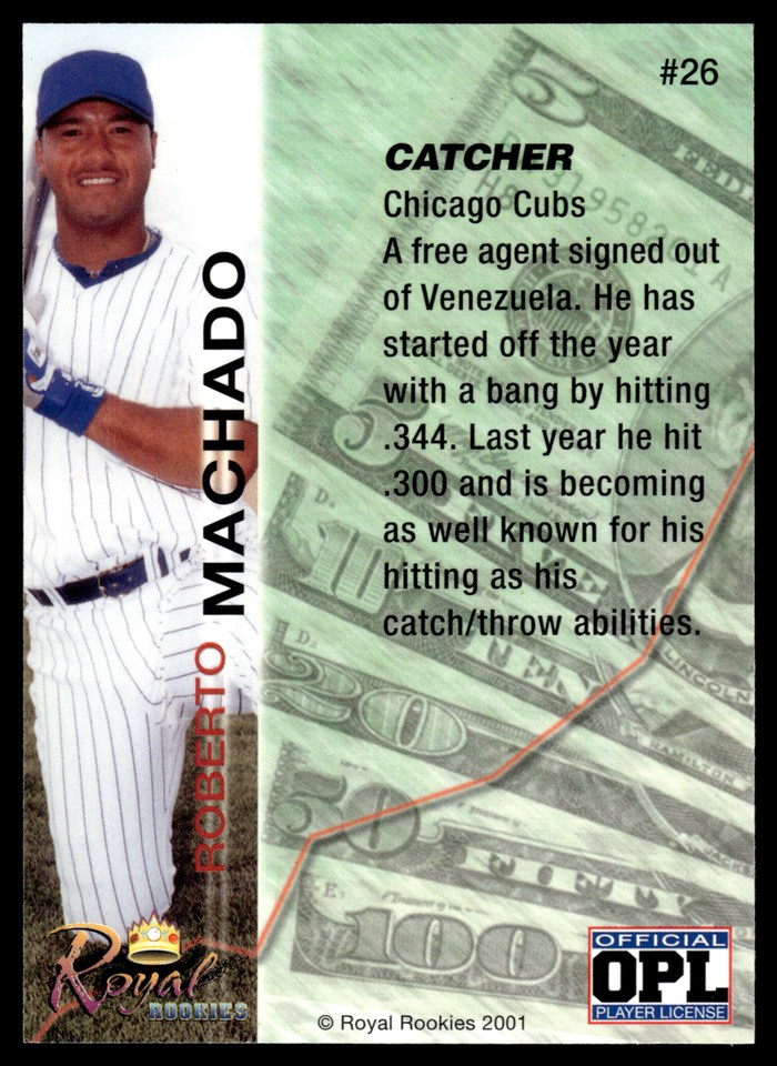 2001 Royal Rookies Futures #26 Robert Machado Rookie Chicago Cubs | eBay
