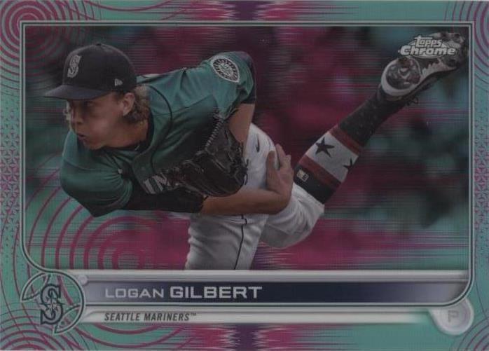 2022 Topps Chrome Sonic - Logan Gilbert #211 Aqua & Pink Sonic Pulse ...