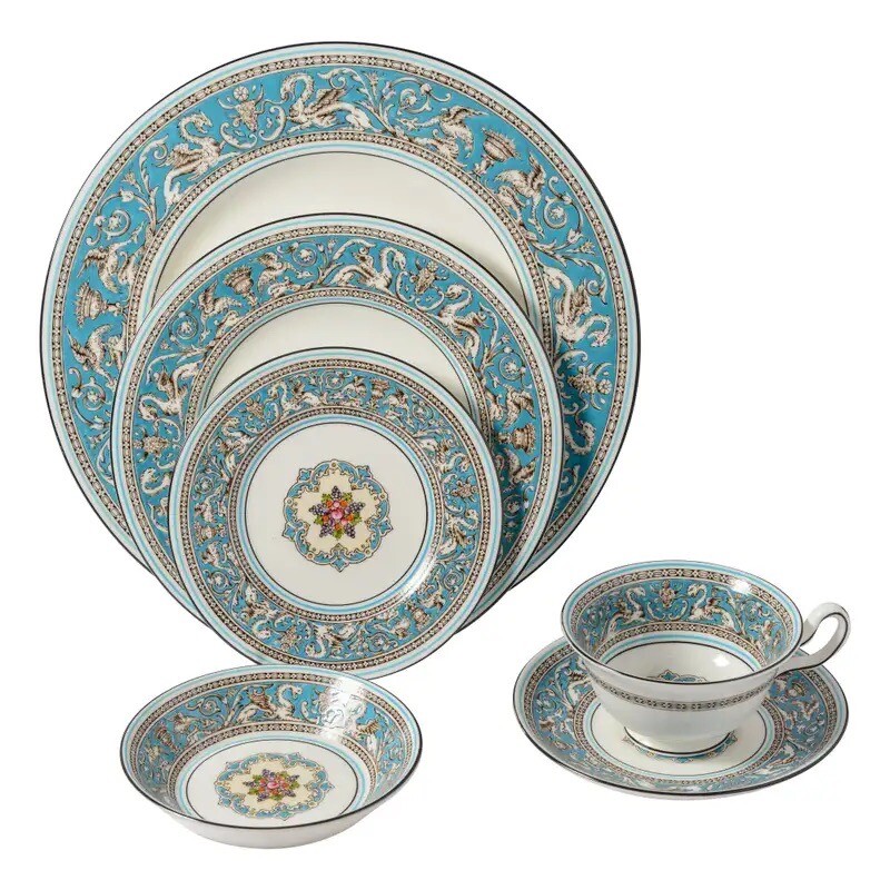 120 Pc. Authentic Wedgewood Florentine Turquoise Bone China. Made In ...