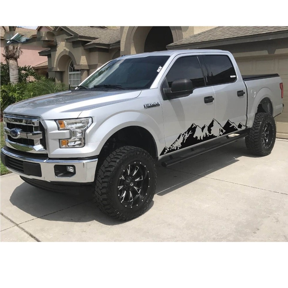 2pcs 78" Black Snow Mountain Graphic Body Side Decal Stickers For Ford ...