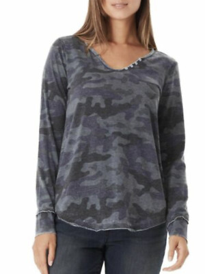 WILLIAM RAST Women's Small Night Sky Camouflage V-neck Casual Shirt Top ...