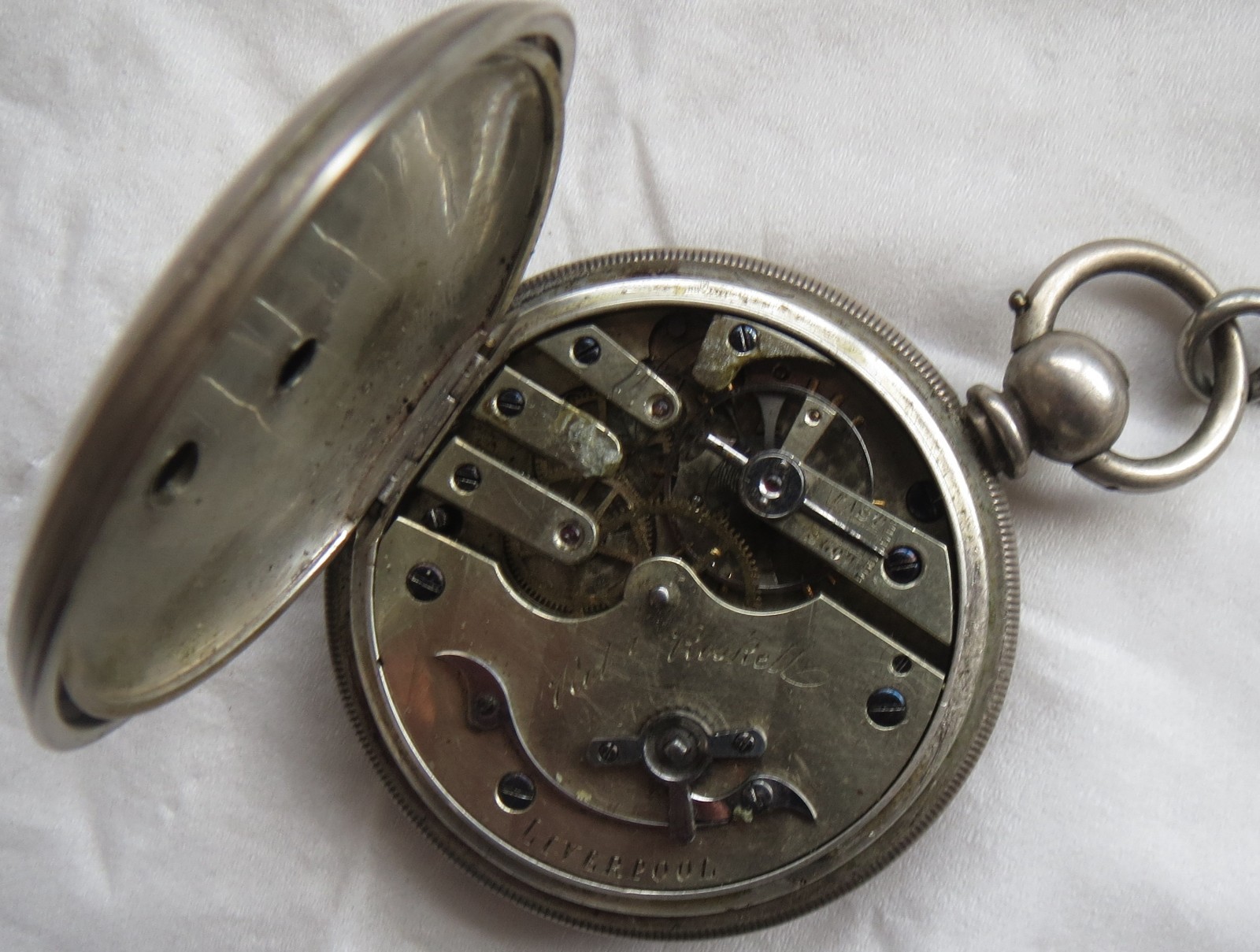 Rob. Roskell Pocket Watch Silver Hunter Case 48,5 mm. in diameter ...