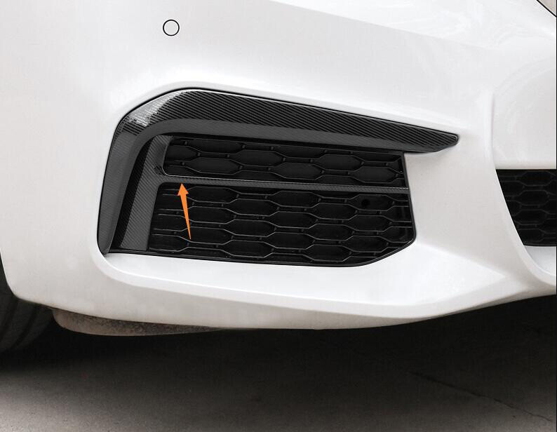 Carbon Fiber Steel Exterior Front Fog Light Strip Trim For BMW 5 Series ...