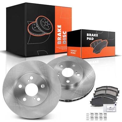 Front LH & RH Disc Brake Rotor & Ceramic Brake Pad for Toyota Prius ...