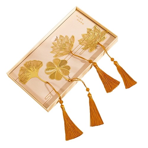 Metal Leaf Bookmarks with Pendant, Handmade Bookmarks for Book Lover ...