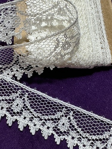 Vintage Fancy White Netted Lace 4 Yards 5/8" Scalloped edging Bridal ...