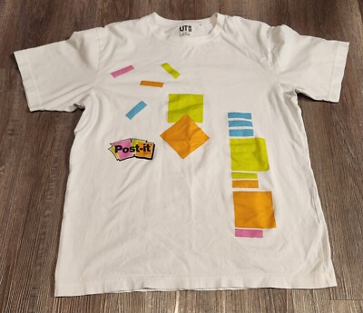 Men's Medium Uniqlo White Post-It Brand Graphic Post-It Note T Shirt | eBay