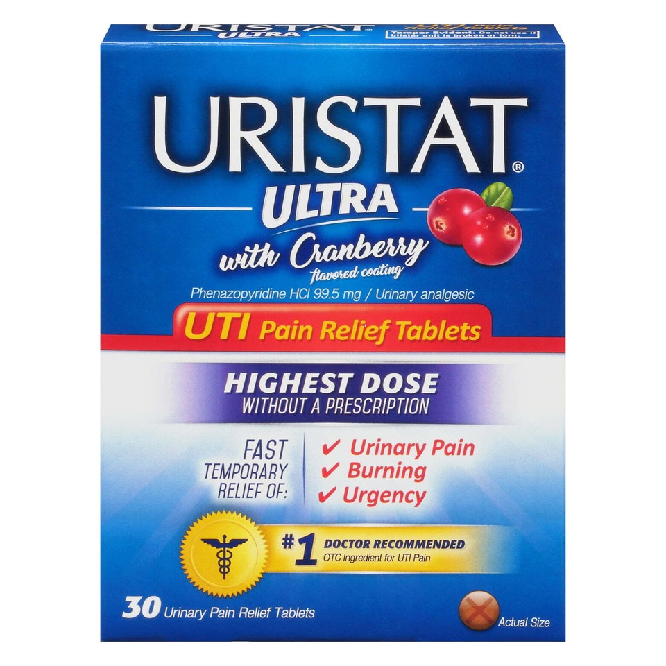 URISTAT Ultra UTI Pain Relief, Cranberry Flavored Coating, 30 Tablets ...