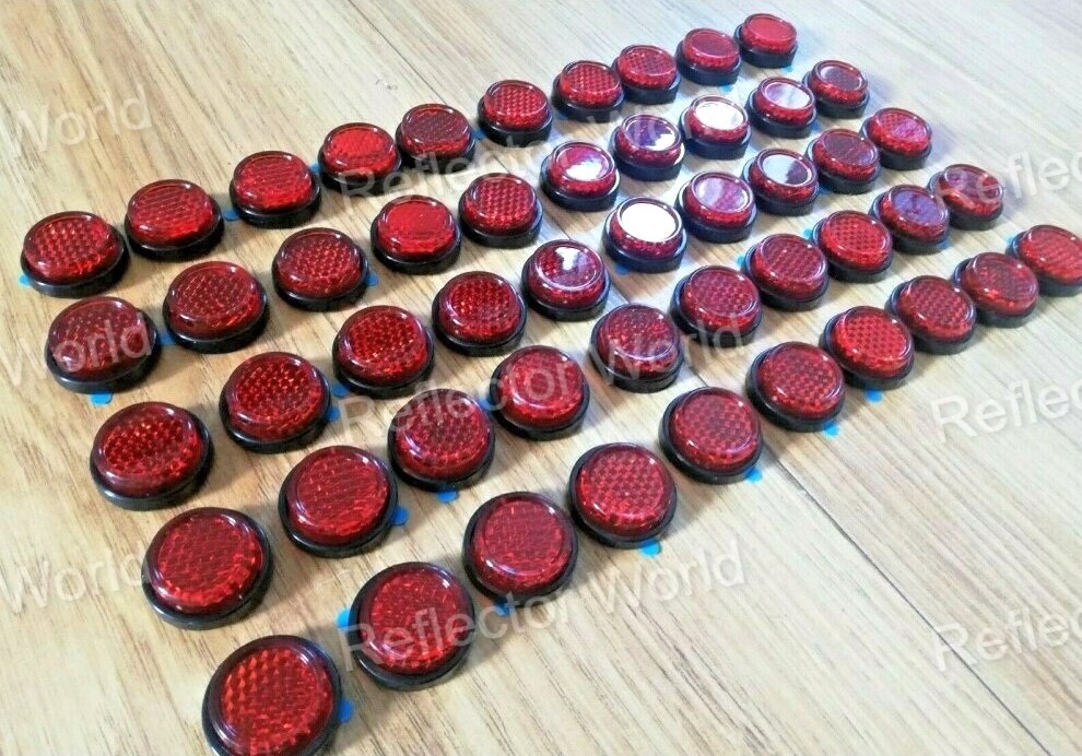 50 x 20mm Red Number Plate Reflectors Self Adhesive Stick On Motorcycle ...