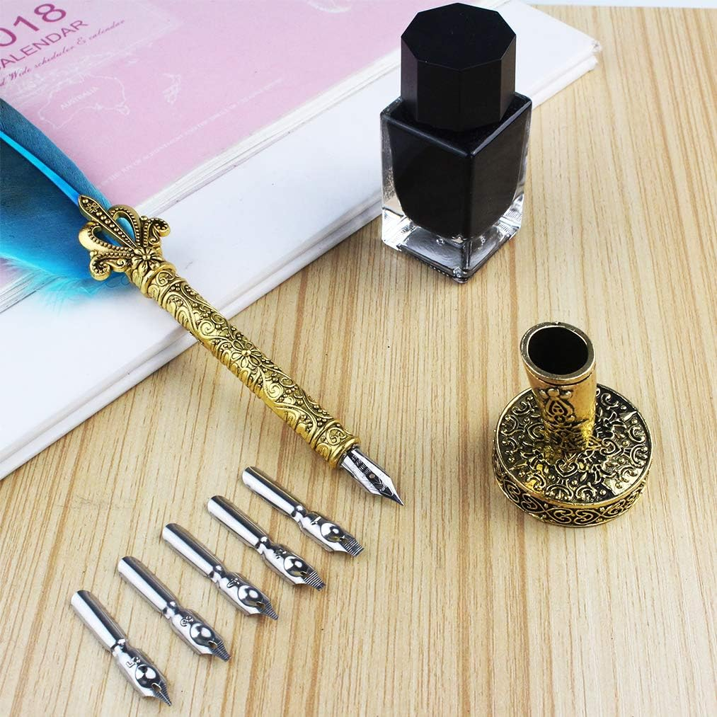 Jerbro Quill Pen, Handcrafted Quill Pen and Ink Set, Antique Dip ...