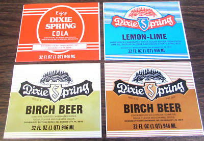 UNUSED - DIXIE SPRING COLA, LEMON-LIME, TWO BIRCH BEER , BOTTLED ...