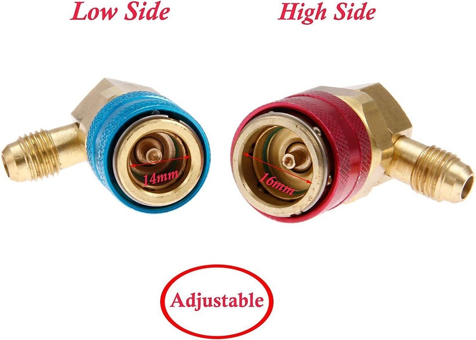 2Pc Quick Refrigerant Adapter Coupler Manifold Gauge Hose Conversion ...