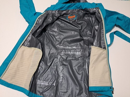 Merrell Rain Jacket Womens Blue Full Zip Opti Shell Waterproof Hooded ...