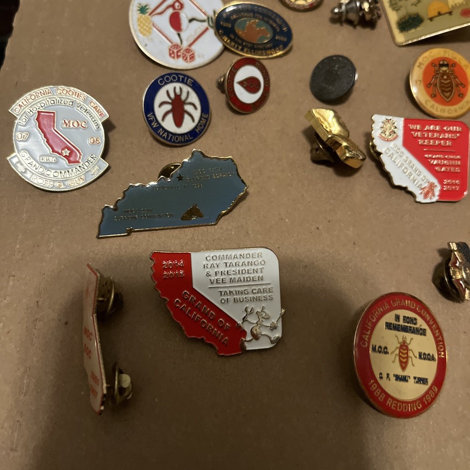 VFW pins (36) Military Order Of Cooties, National Convention, Comm ...