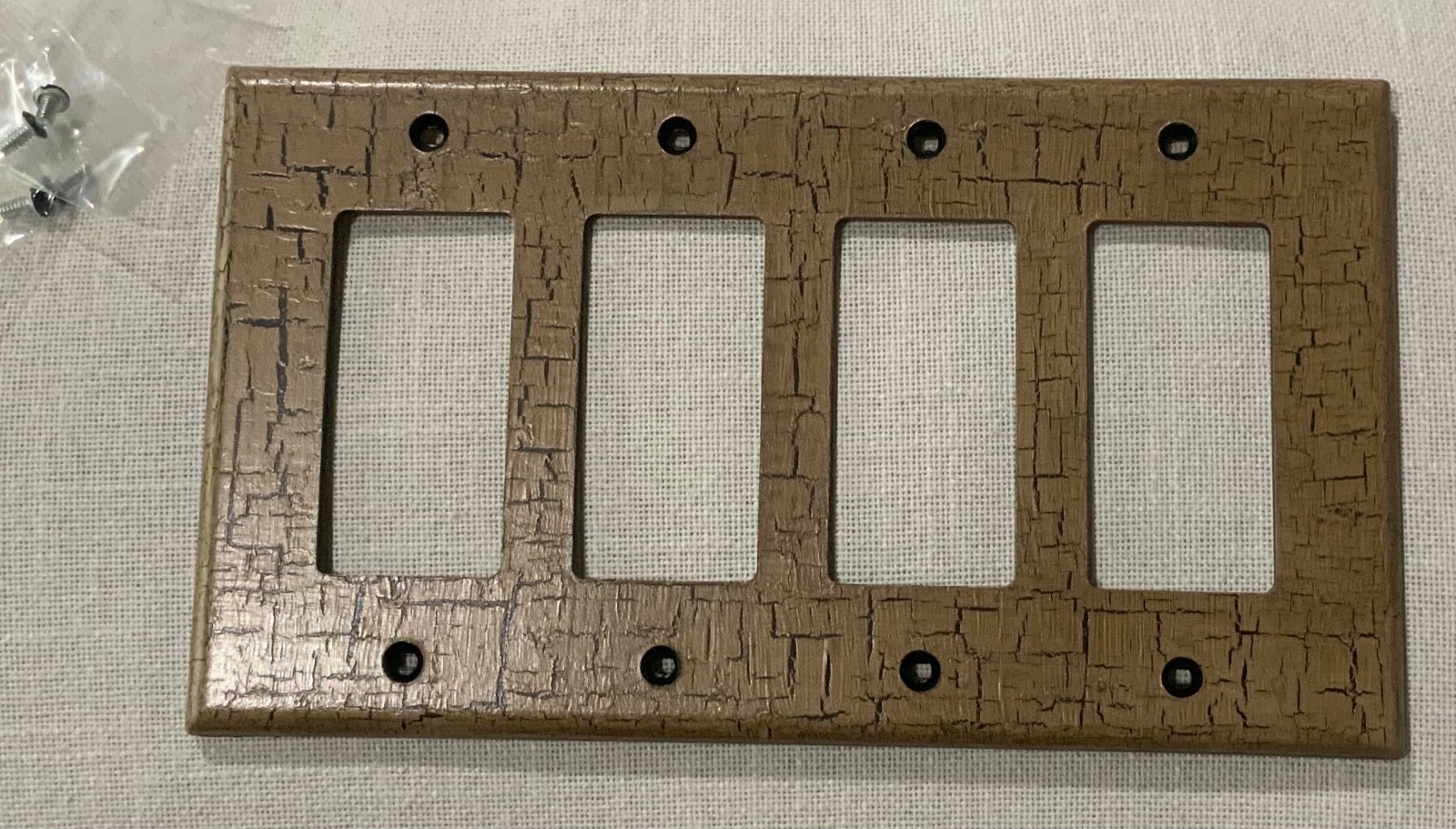 Primitive 4 Gang Switch Outlet Plate black tan crackle Country Decor ...