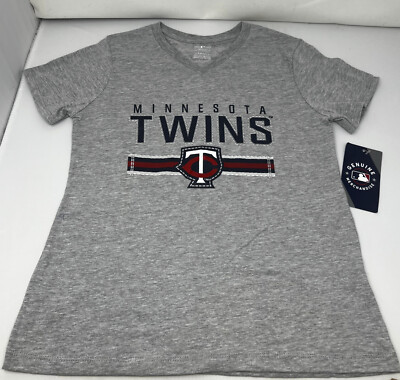 MINNESOTA TWINS BASEBALL Gen Merch GIRLS V-NECK T-Shirt GRAY L 10/12 ...