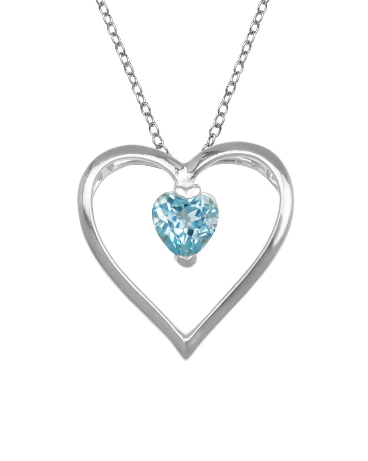 Lovely Heart Necklace W/Genuine Topaz 925 Sterling silver 18in | eBay