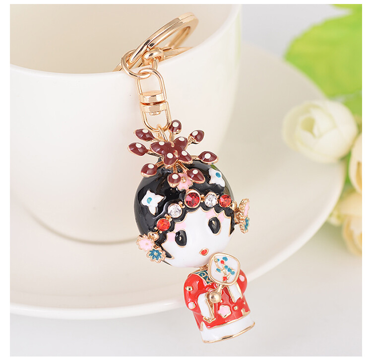 Chinese Peking Opera Keychain Crystal Cute Keyring Bag Car Charm ...