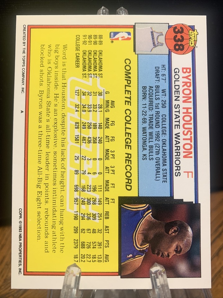 1992 Topps Gold #338 Byron Houston DPK Golden State Warriors | eBay