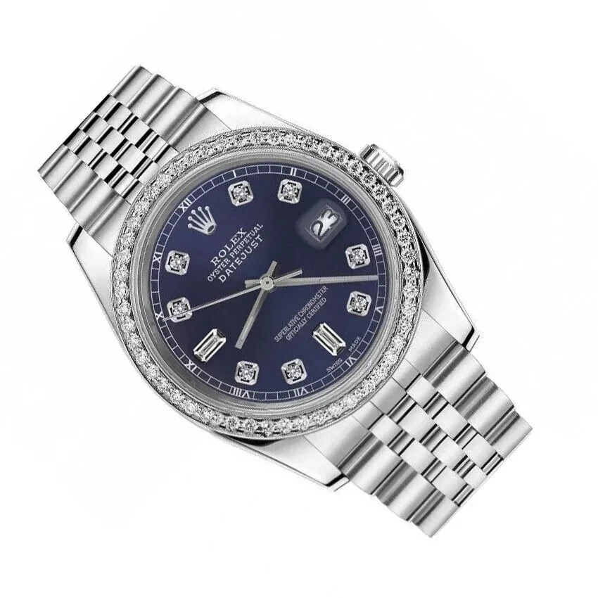 Rolex Datejust 26 mm Navy Blue Dial with Diamond Accent Stainless Steel ...