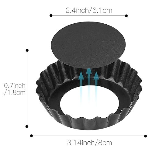 Egg Tart Molds 12 PCS 3 Inch Nonstick Mini Tart Pans with Removable ...
