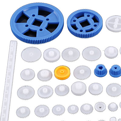 80Pcs Plastic Gears Pulley Belt Crown Gear Set Worm Kits Robot Car ...