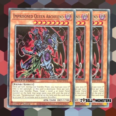 YUGIOH! 3x SGX3-ENI16 IMPRISONED QUEEN ARCHFIEND x3 Common Yu-gi-oh ...