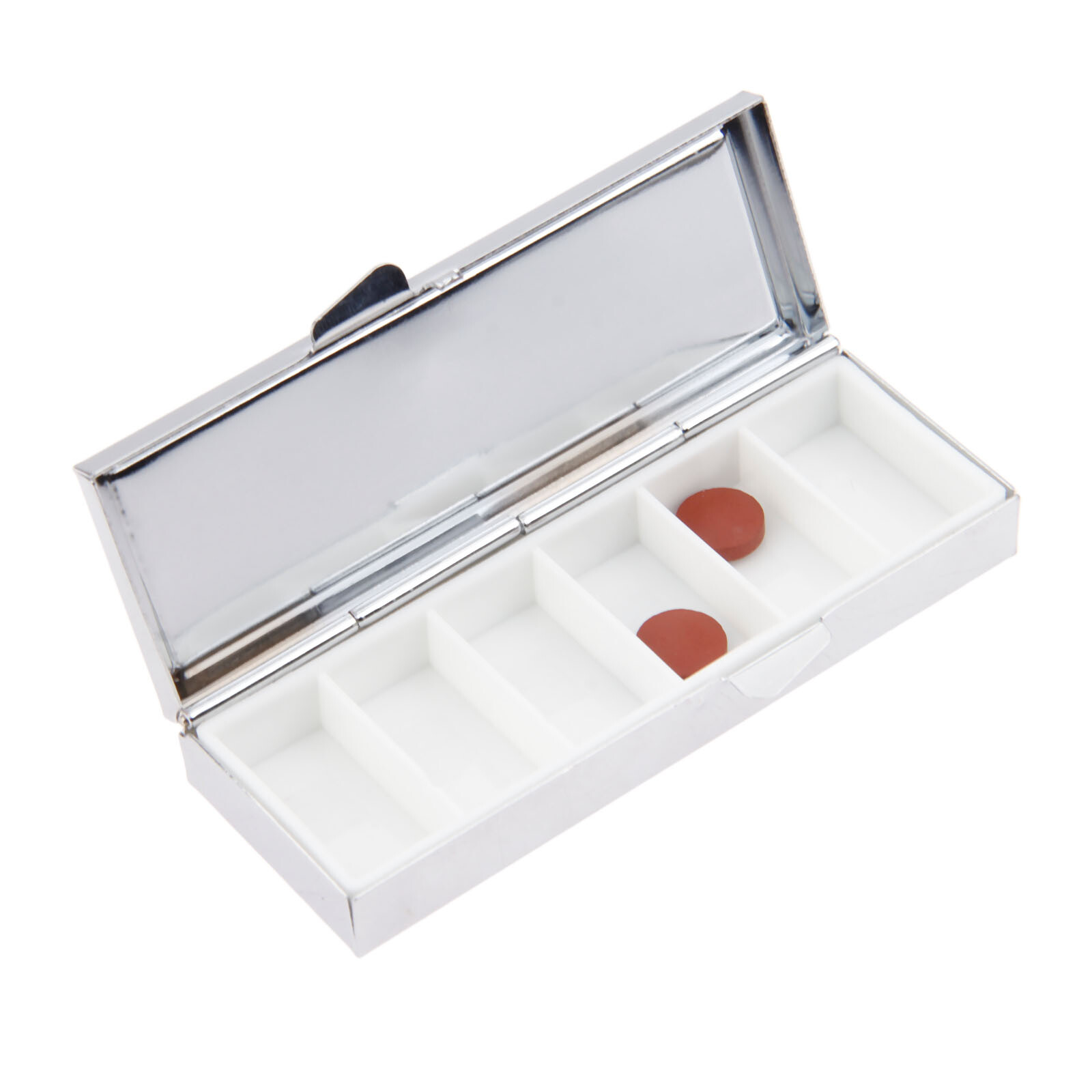 Travel 6 Grids Pill Box Metal Medicine Organizer Container Case For ...