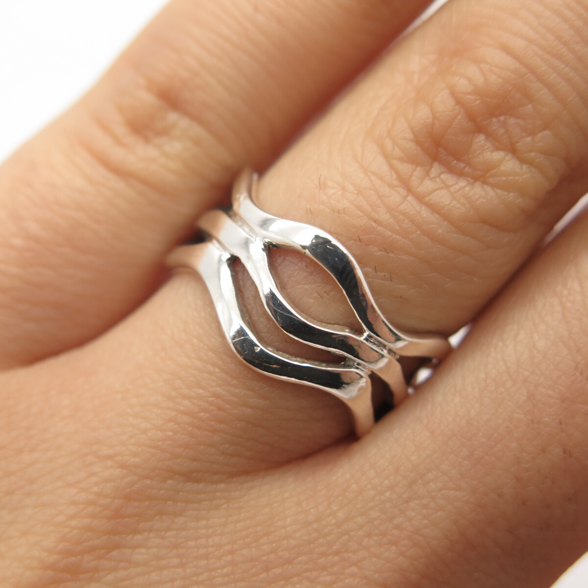 925 Sterling Silver Vintage Wavy Band Ring Size 6 1/4 | eBay