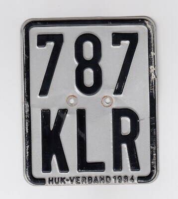 1984 German Motorcycle License Plate 787 KLR | eBay